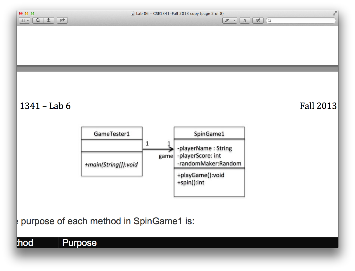 Solved purpose of each method in SpinGame1 is: | Chegg.com