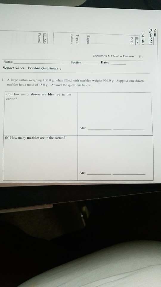 Solved Experiment Chemical Reactions 9 Name Section: Date: | Chegg.com