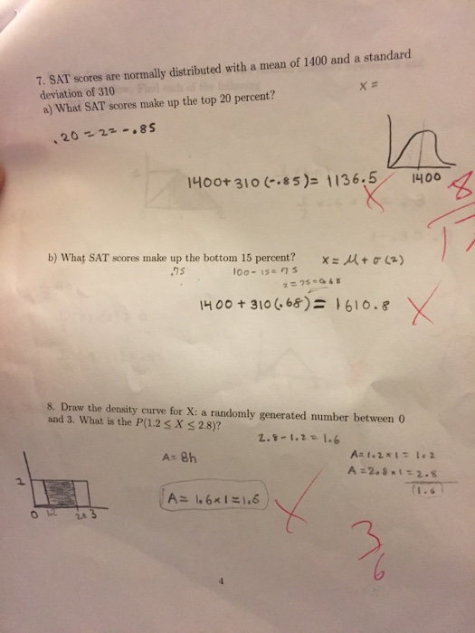 Solved SAT scores are normally distributed with a mean of | Chegg.com