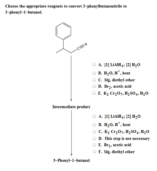 Solved Choose the appropriate reagents to convert | Chegg.com