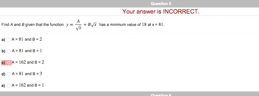Solved Find A and B given that the function y = A/square | Chegg.com