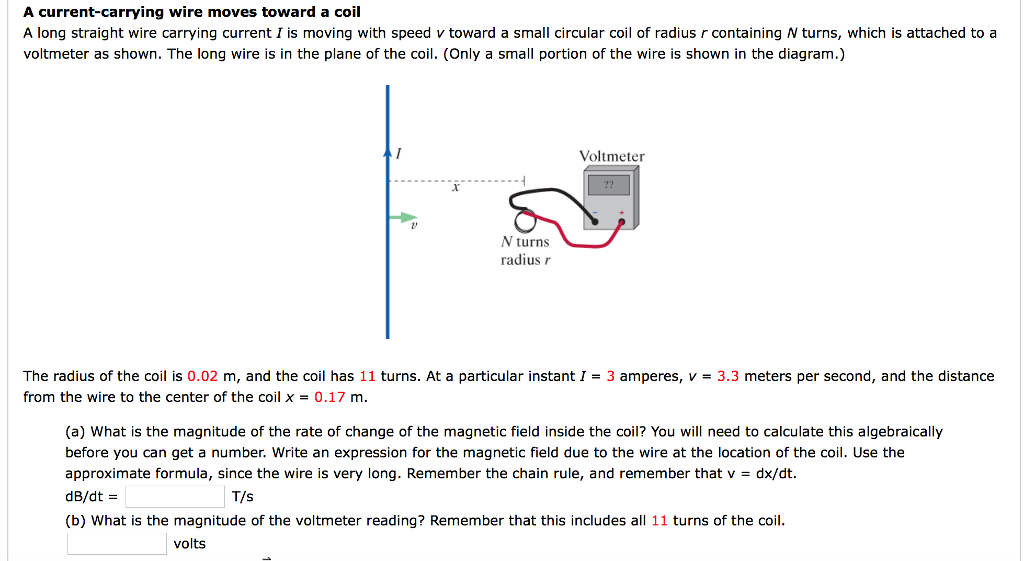 Solved A long straight wire carrying current I is moving | Chegg.com
