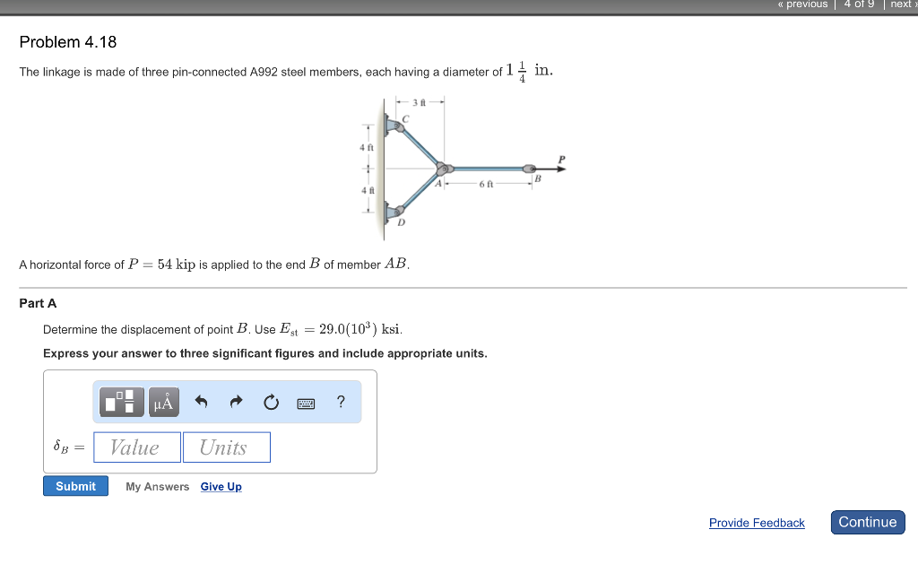 Solved The linkage is made of three pin-connected A992 steel | Chegg.com