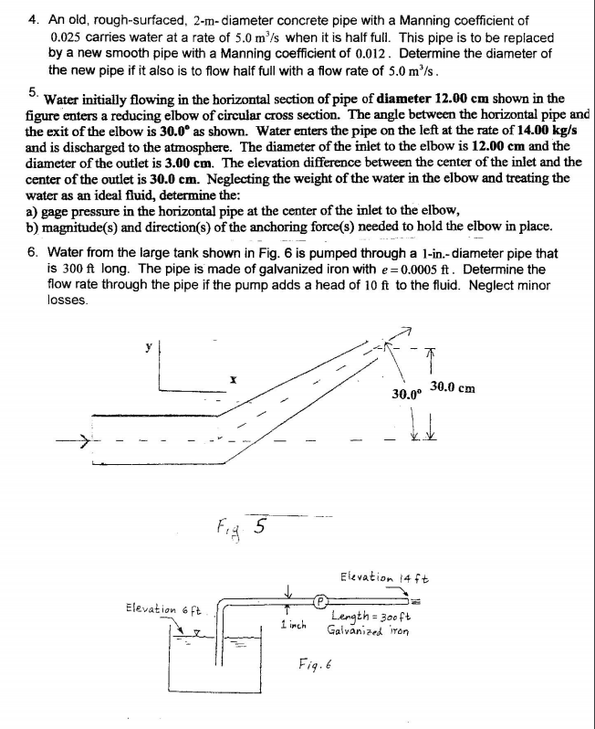 Solved 4. An old, rough-surfaced, 2-m-diameter concrete pipe | Chegg.com