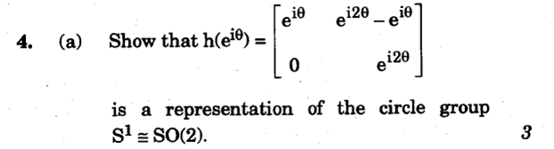 Solved Show that h(e^itheta) = [e^itheta 0 e^i2theta - | Chegg.com