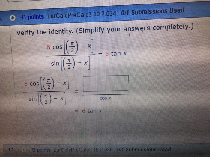 Solved Verify the identity. (Simplify your answers | Chegg.com