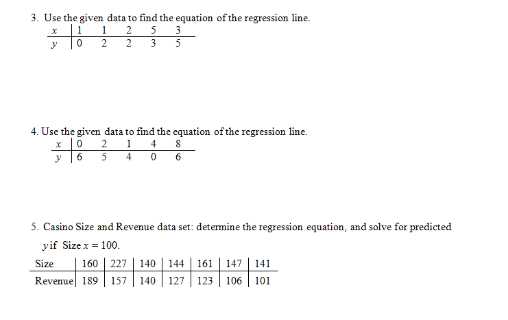 Solved Use the given data to find the equation of the | Chegg.com