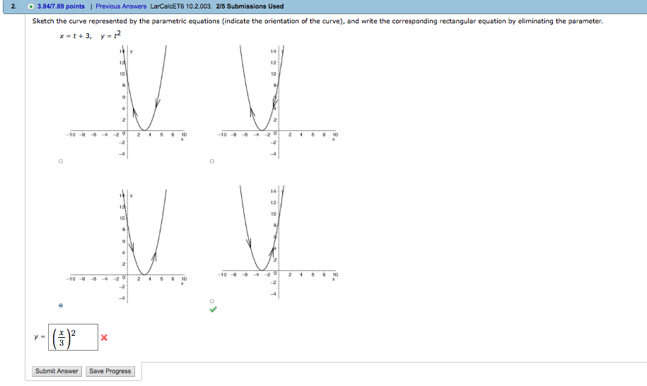 Solved 2. 3.84/7.69 points| Previous Answers LarCalcET6 | Chegg.com