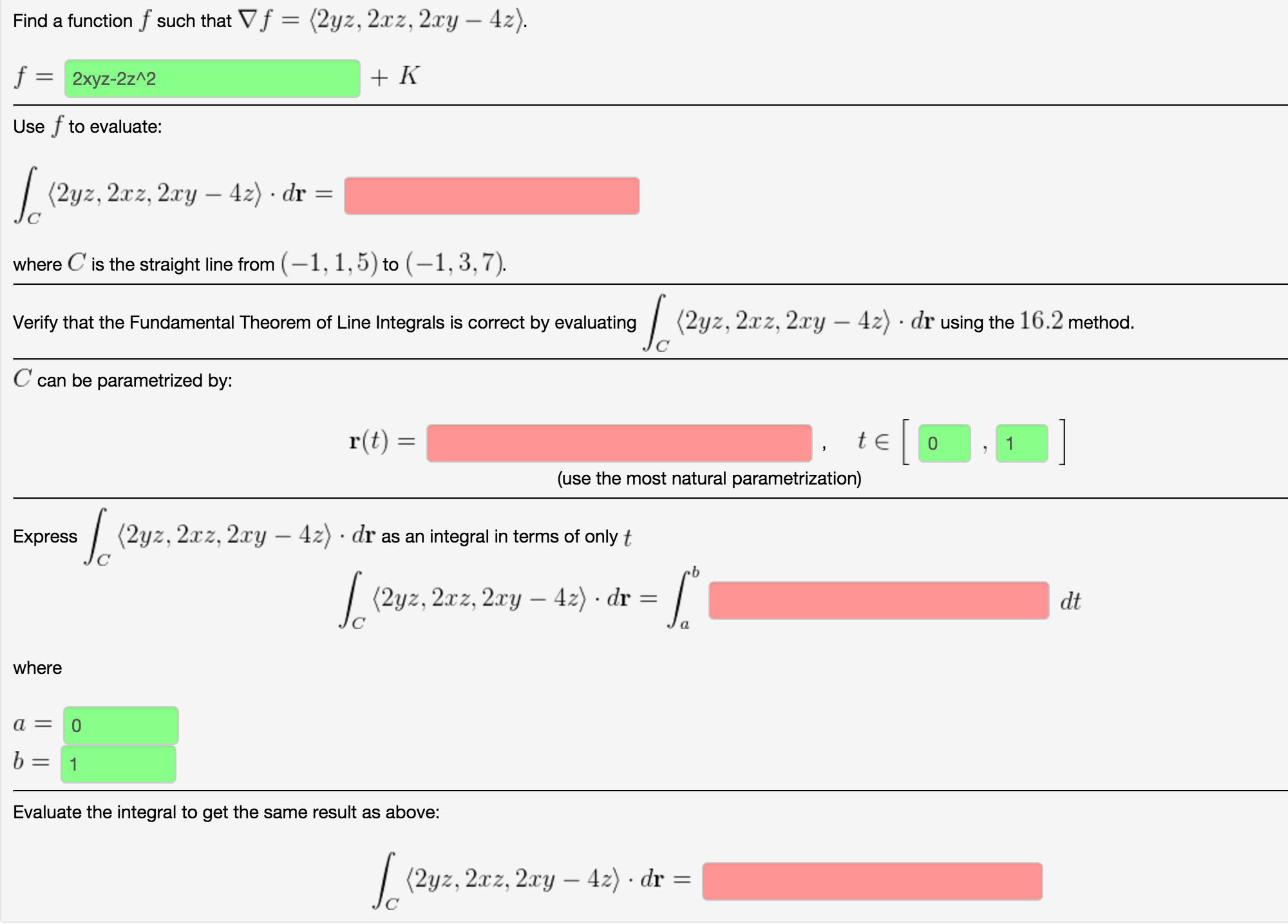 Solved Find a function f such that f = (2yz, 2xz, 2xy - | Chegg.com