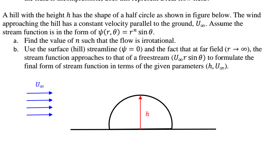 Solved A hill with the height h has the shape of a half | Chegg.com