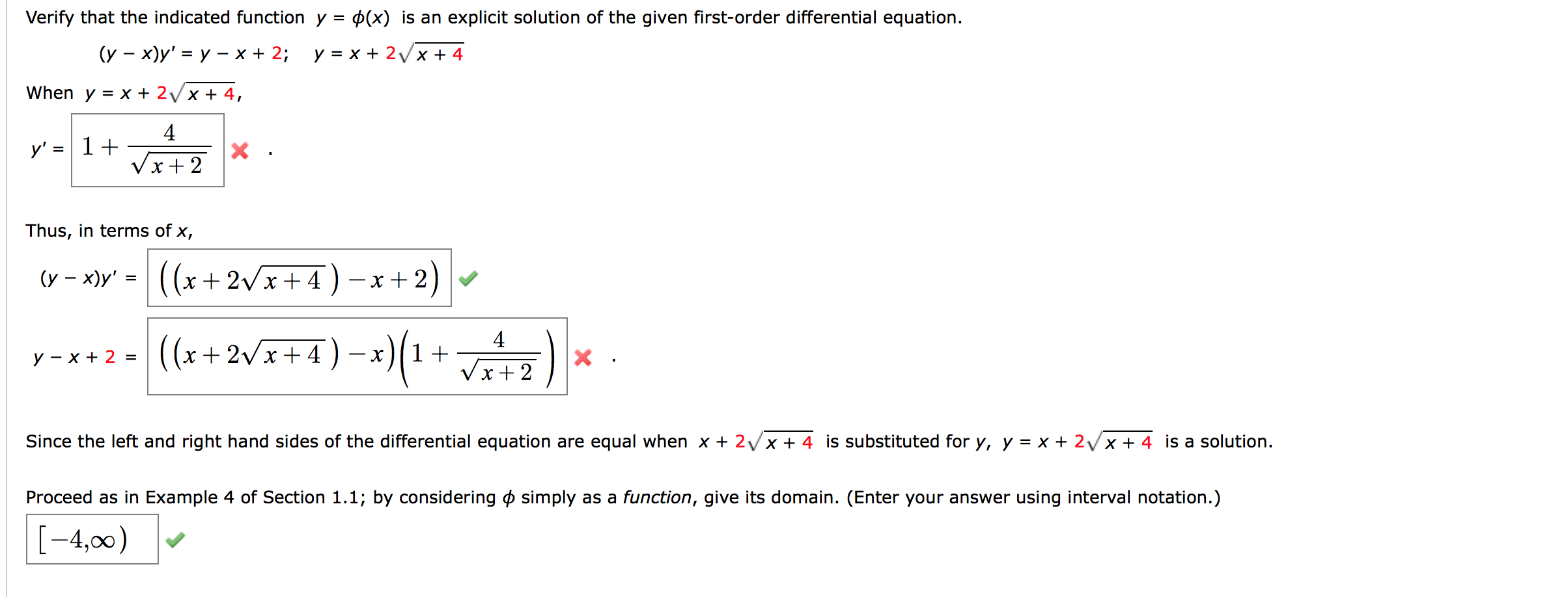 Solved Verify that the indicated function y = φ(x) is an | Chegg.com