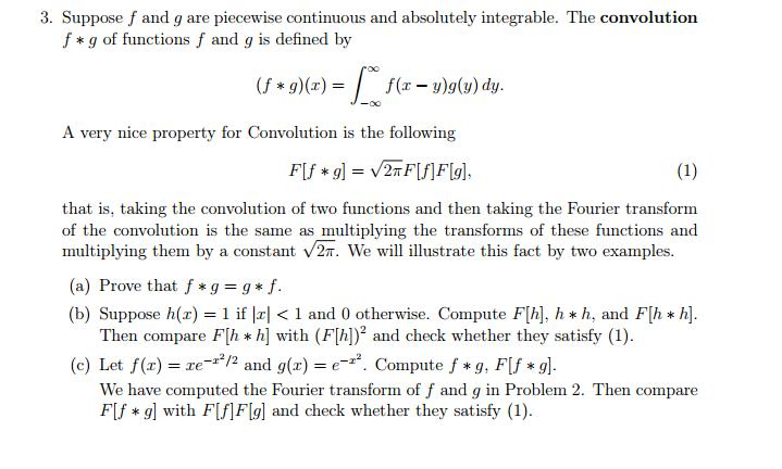 Solved Suppose f and g are piecewise continuous and | Chegg.com