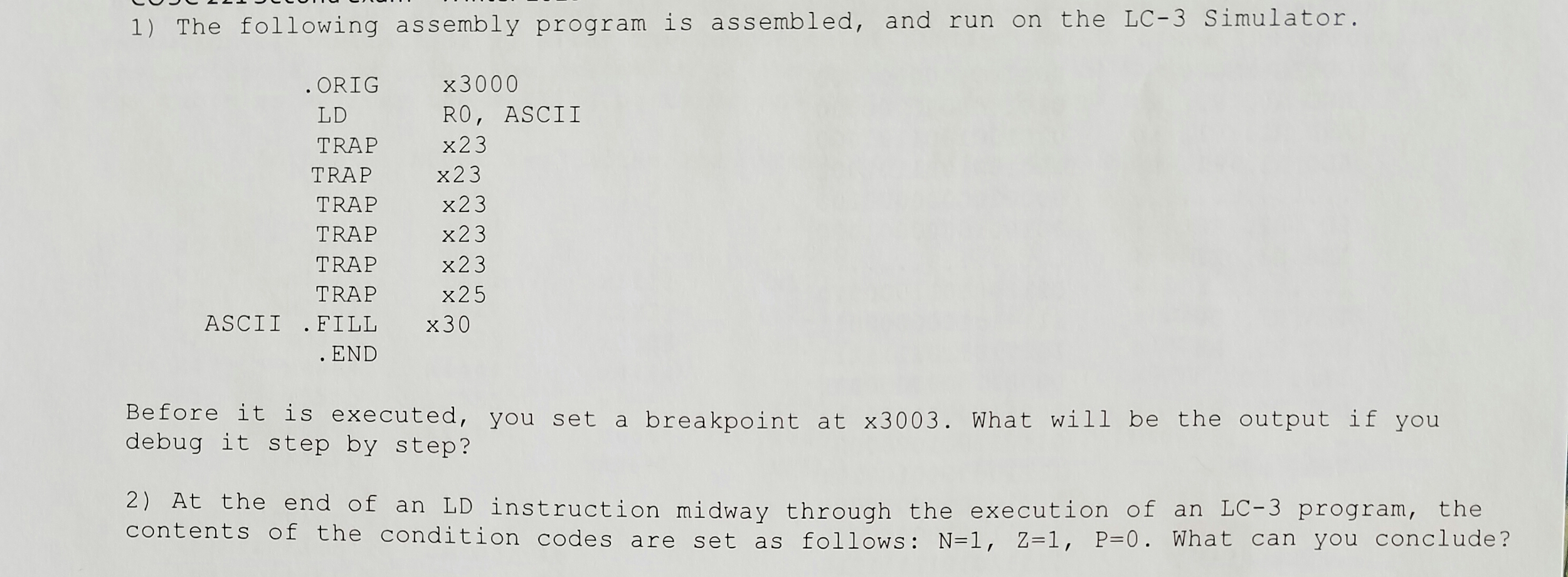 The following assembly program is assembled, and run | Chegg.com
