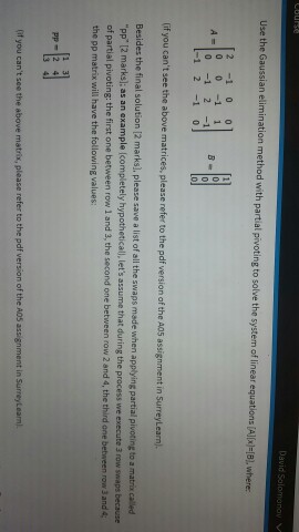 Solved David Solomonov use the Gaussian elimination method | Chegg.com