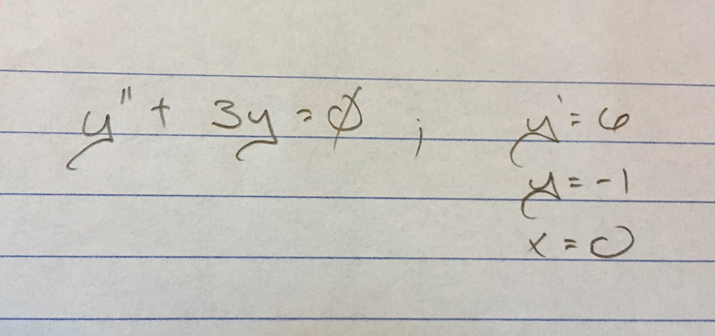 Solved Find the particular solution. y'' + 3y = empty: y' = | Chegg.com