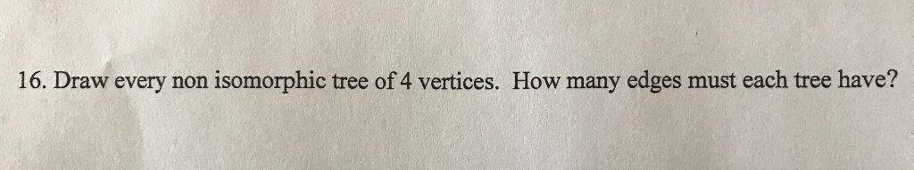 Solved 16. Draw every non isomorphic tree of 4 vertices. How | Chegg.com
