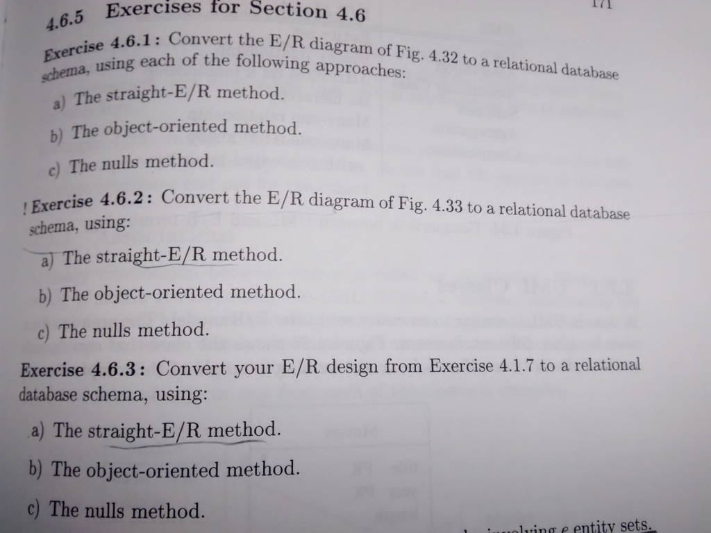 Exercises for Section 4.6 4.6.1 Convert the E/R | Chegg.com