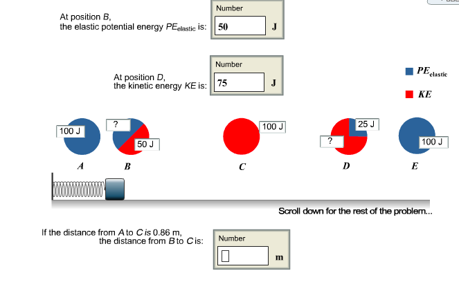 Solved Number At position B, the elastic potential energy | Chegg.com