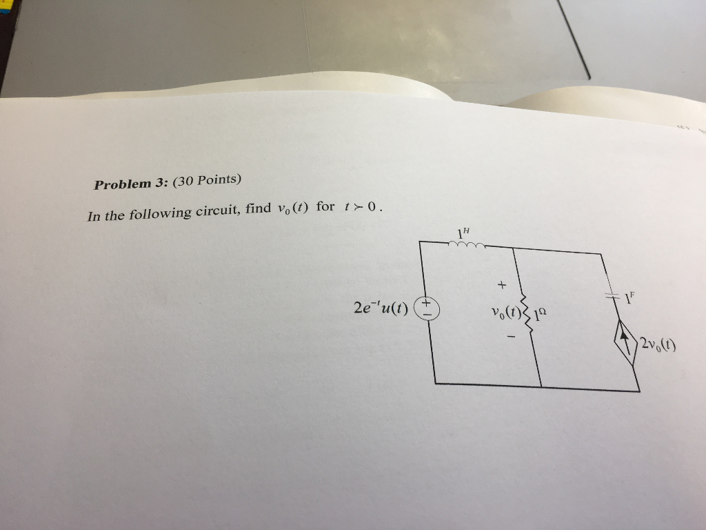 Solved In the following circuit, find v_o (t) for t > 0. | Chegg.com