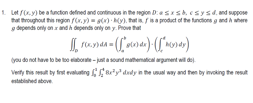 Solved 1 Let Fx Y Be A Function Defined And Continuous 2180