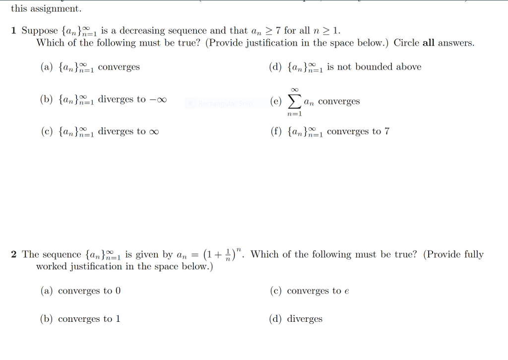 Solved this assignment. 1 Suppose {an} -1 Is a decreasing | Chegg.com