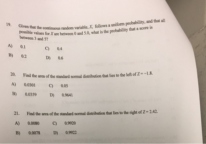 Solved Given That The Continuous Random Variable X Follows 