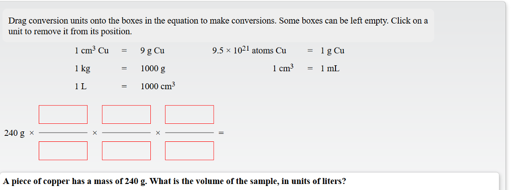 Solved Drag conversion units onto the boxes in the equation | Chegg.com
