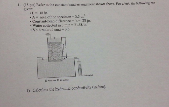 Solved (15 pts) Refer to the constant-head arrangement shown | Chegg.com Solved (15 pts) Refer to the constant-head arrangement shown | Chegg.com