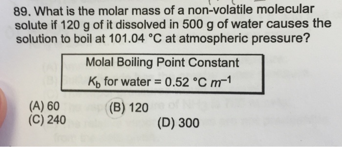Solved What is the molar mass of a non-volatile molecular | Chegg.com