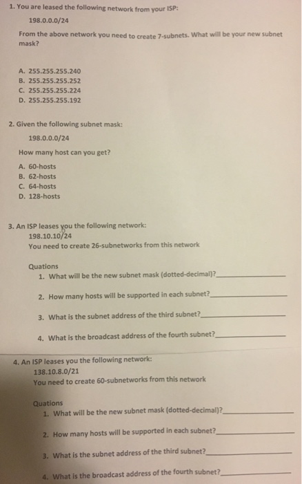 Solved From the above network you need to create 7-subnets. | Chegg.com