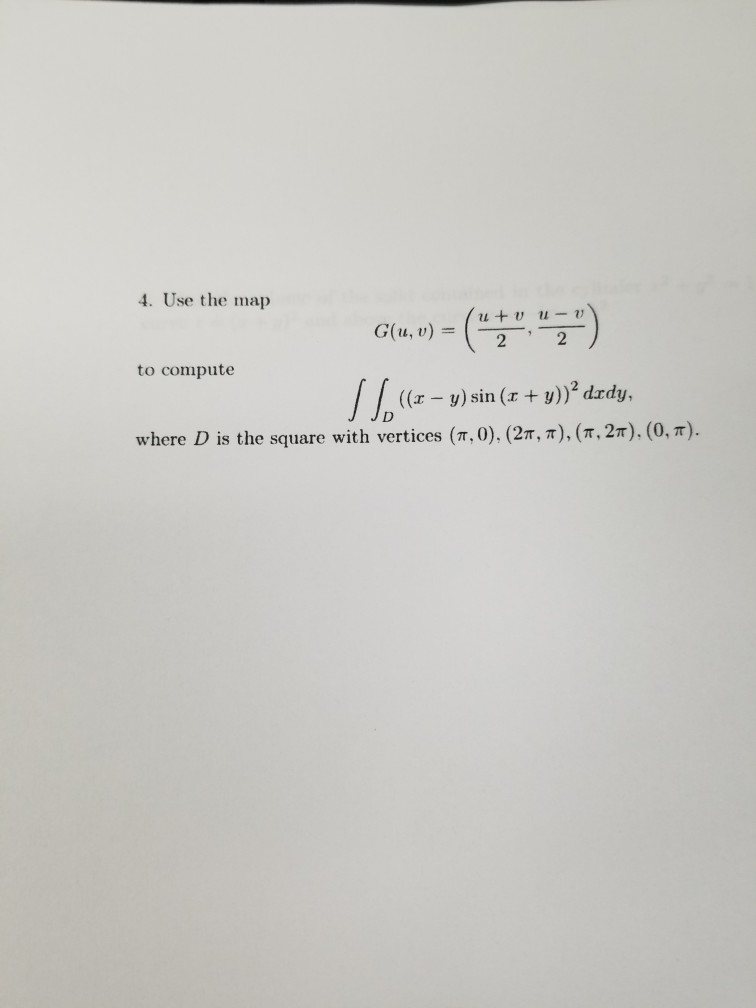 Solved 4. Use the map G(u, u) = (-2_,-2- to compute ((x - y) | Chegg.com
