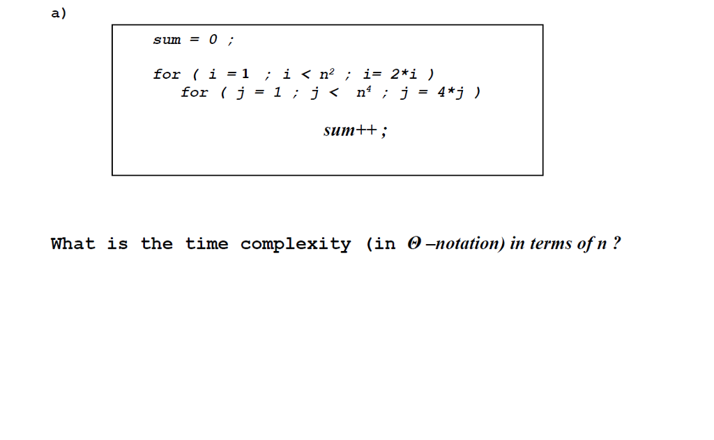Solved Sum = 0; for (I = 1; I