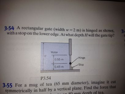 Solved A rectangular gate width (w=2m) is hinged as shown, | Chegg.com