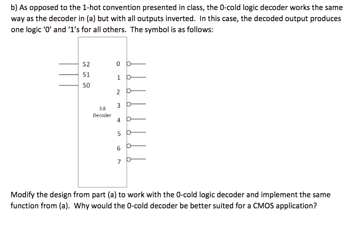 Solved b) As opposed to the 1-hot convention presented in | Chegg.com