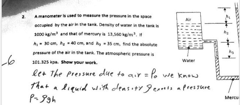 Solved A manometer Is used to measure the pressure In the | Chegg.com