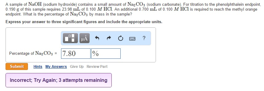 Solved A sample of NaOH (sodium hydroxide) contains a small | Chegg.com