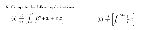 Solved Compute the following derivatives: (a) d/dx | Chegg.com
