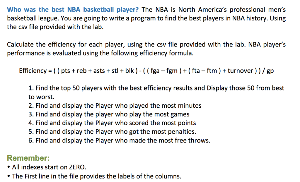 Solved Who was the best NBA basketball player? The NBA is | Chegg.com