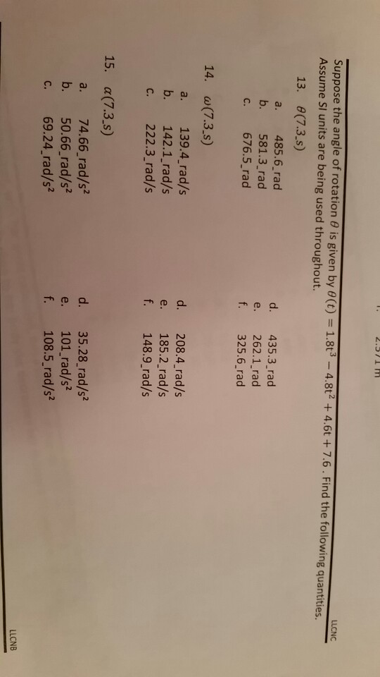 Solved LLCMC Suppose the angle of rotation theta is given by | Chegg.com