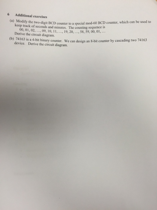 Solved Modify the two-digit BCD counter to a special mod 60 | Chegg.com