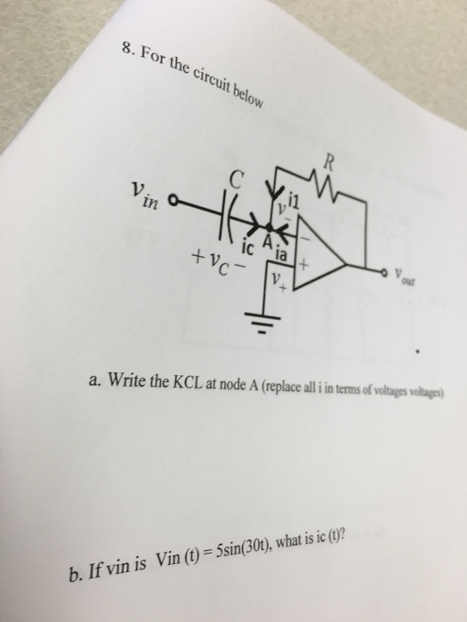 Solved For the circuit below Write the KCL at node A | Chegg.com