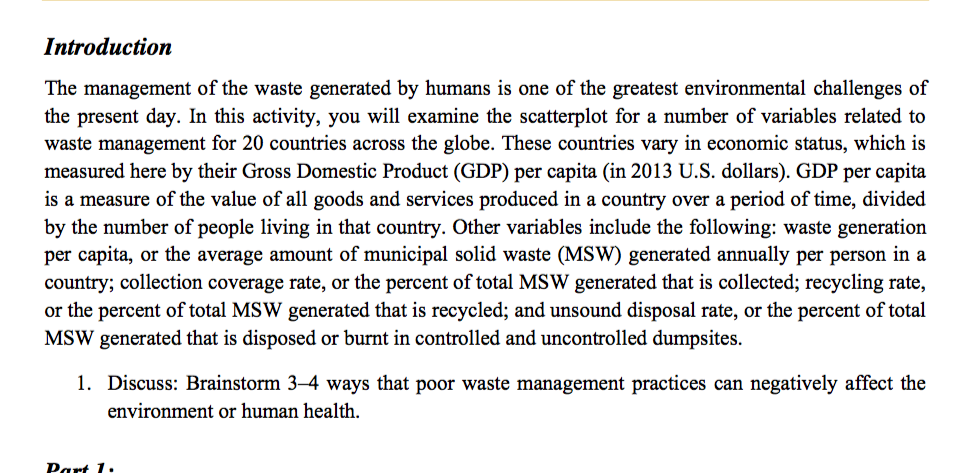 Solved Introduction The management of the waste generated by | Chegg.com