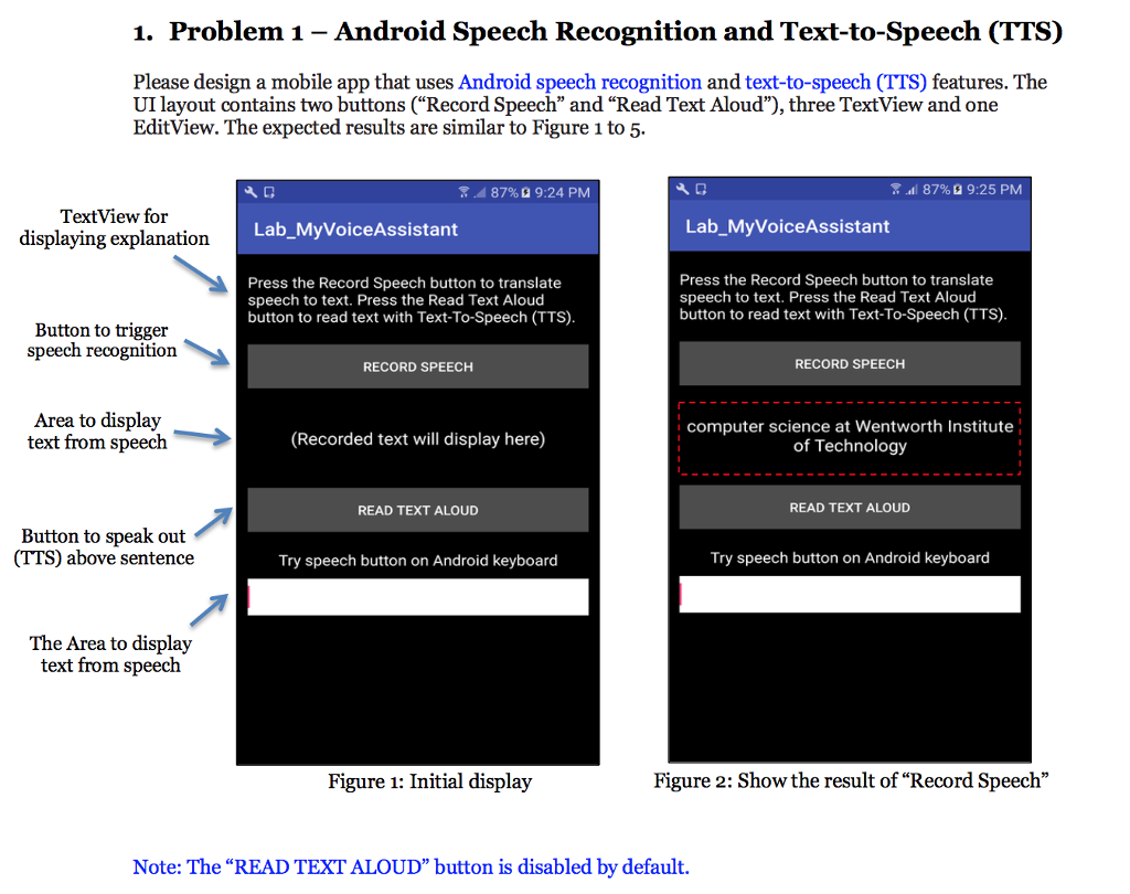 In Android Studio, use speech recognition and | Chegg.com