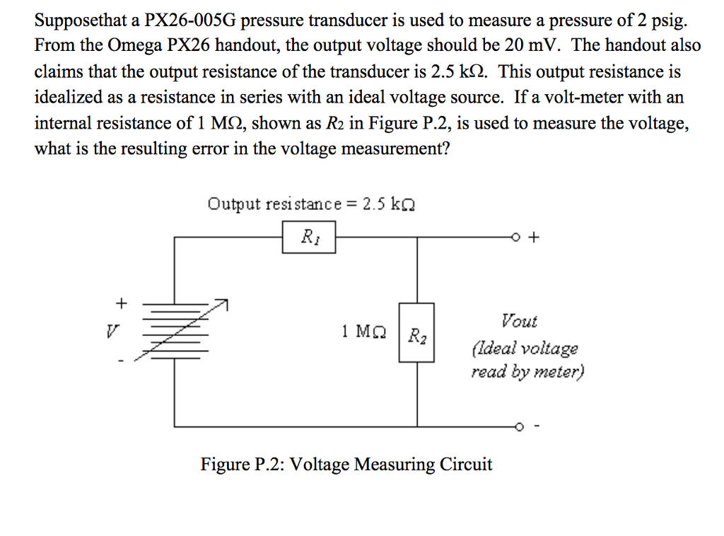 Solved Supposethat a PX26-005G pressure transducer is used | Chegg.com