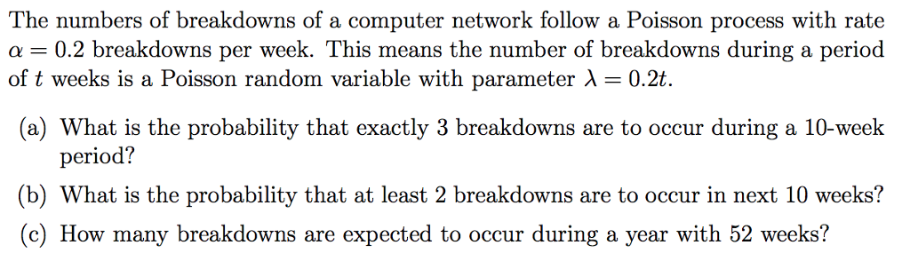Solved The numbers of breakdowns of a computer network | Chegg.com