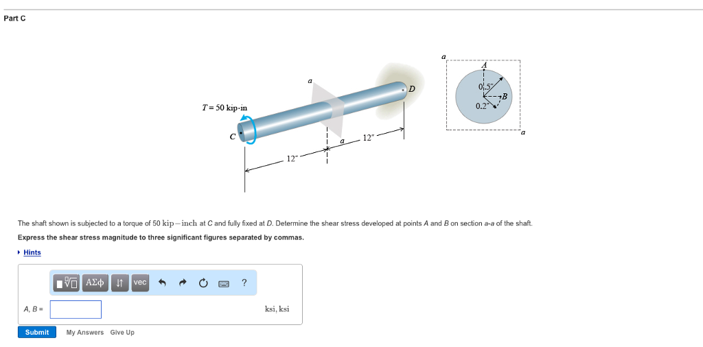 The solid shaft cross-sections shown are subjected to | Chegg.com