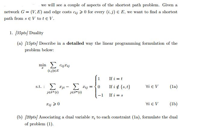 we will see a couple of aspects of the shortest path | Chegg.com