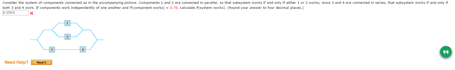 Solved Consider the system of components connected as in the | Chegg.com