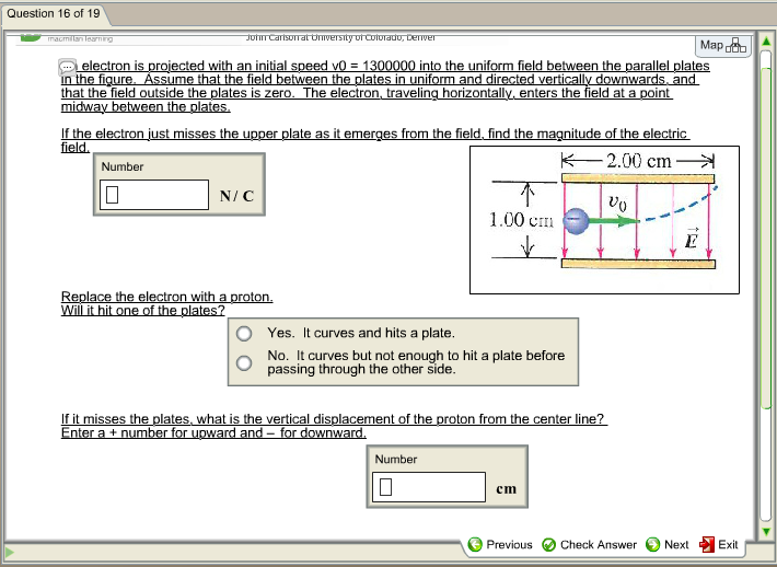 Solved Electron Is Projected With An Initial Speed V0