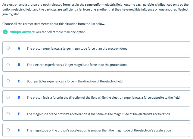 Solved An Electron And A Proton Are Each Released From Rest